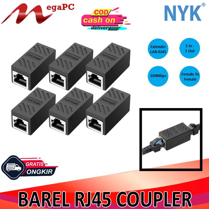 Jual BAREL RJ45 COUPLER Female To Female SAMBUNGAN KABEL LAN RJ45 ...