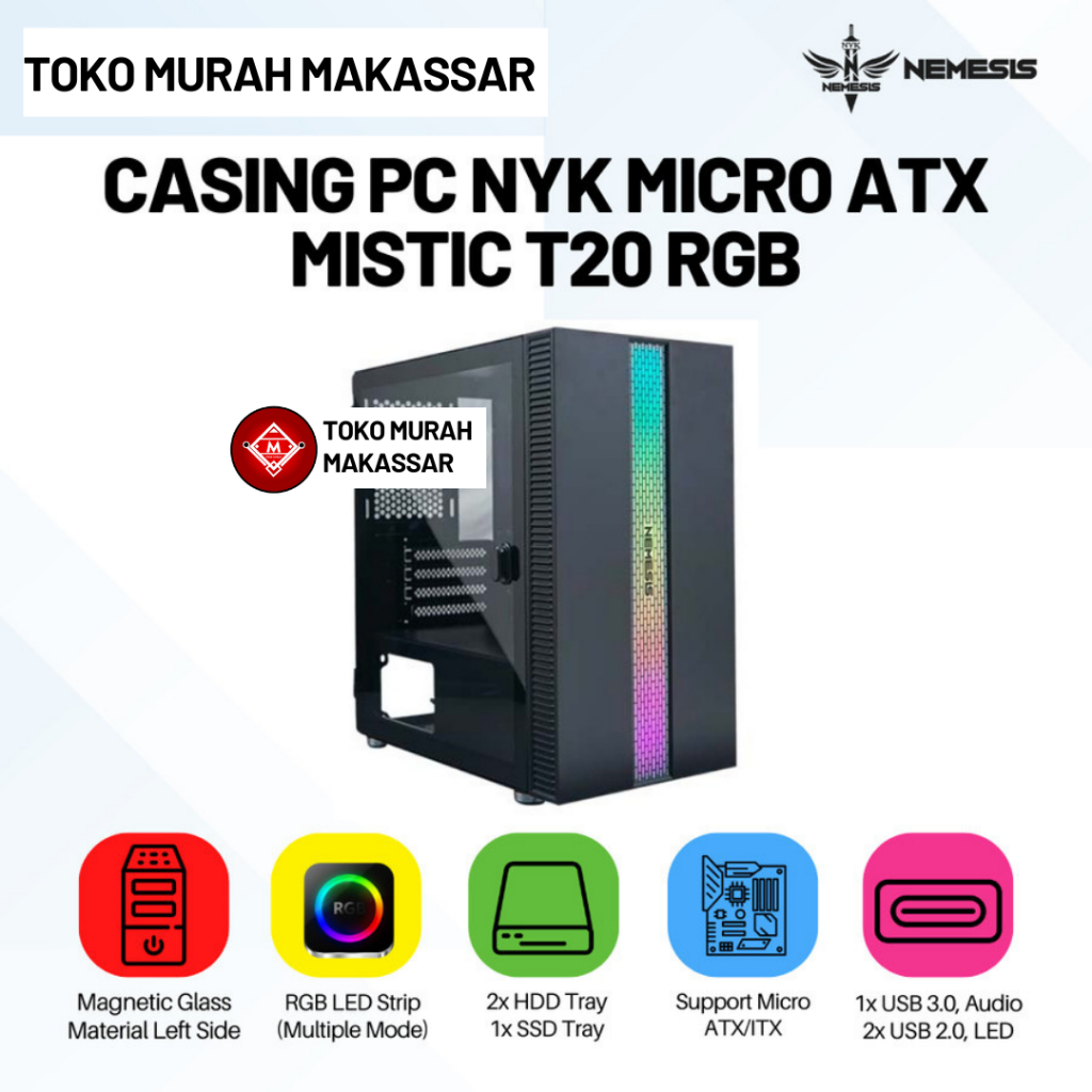 Jual CASING PC NYK MICRO ATX MISTIC T20 RGB /CASE PC NYK MISTIC ...