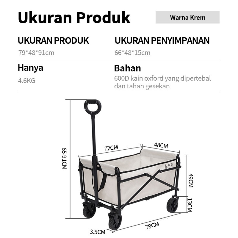 Jual LANTOO Troli Lipat Luar Ruangan Troli Lipat Besar Troli Berkemah ...