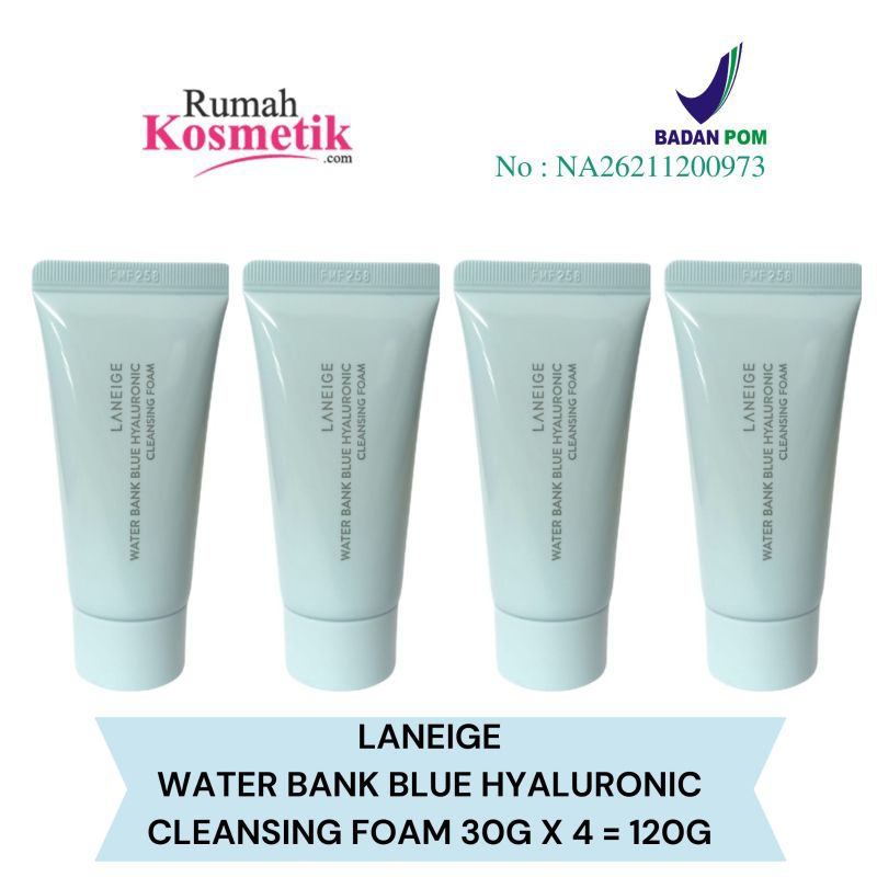Jual Laneige Water Bank Blie Hyaluronic Cleansing foam 30g x 4 = 120g | Shopee Indonesia