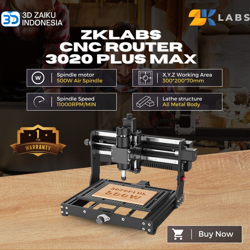 Jual ZKLabs CNC Router 3020 Plus MAX 500W Spindle 3 Axis Linear Rail | Shopee Indonesia
