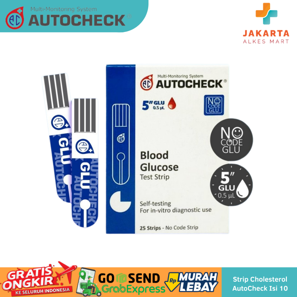 Jual Strip Gula Darah Autocheck Blood Glucose Test Stick Isi 25 ...