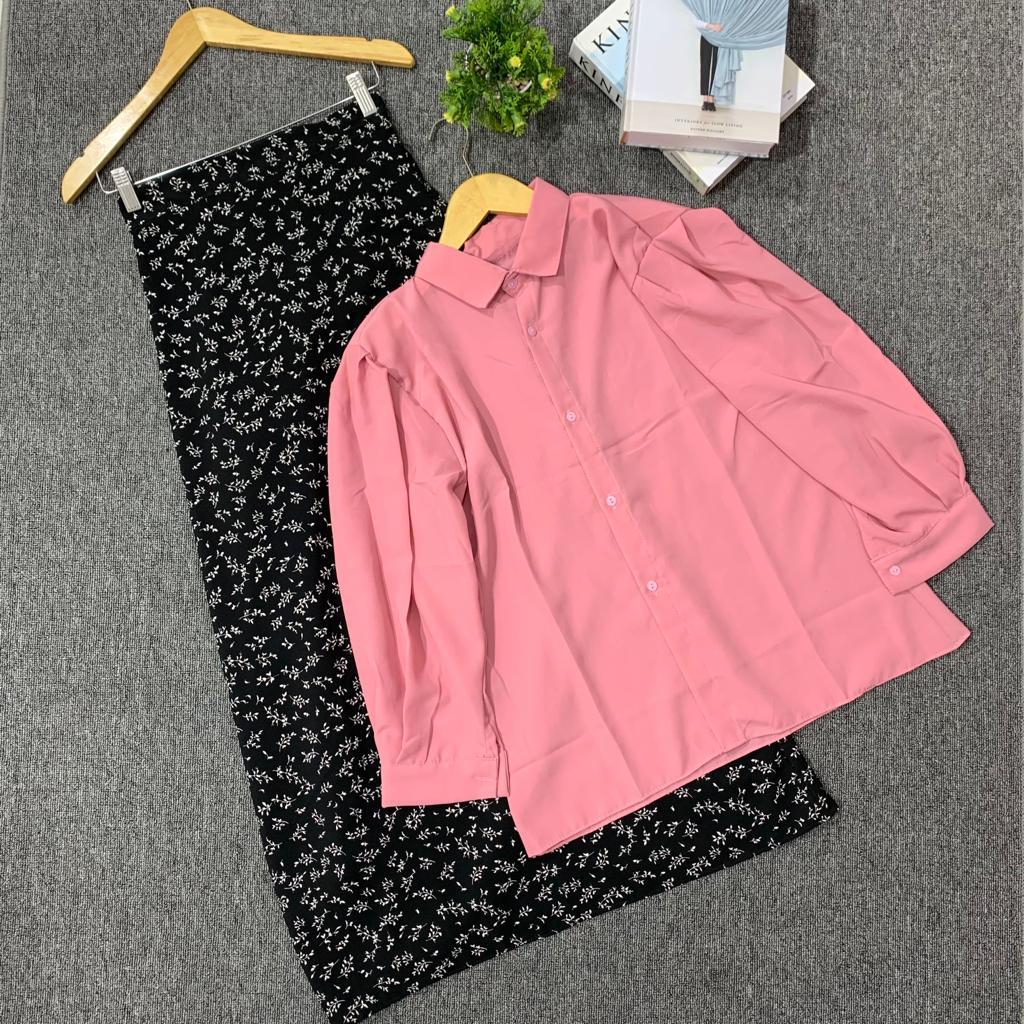 Jual PAKAIYAN WANITA ONE SET 2IN1 BLUSE MOTIF KAMEJA POLOS WANITA ...