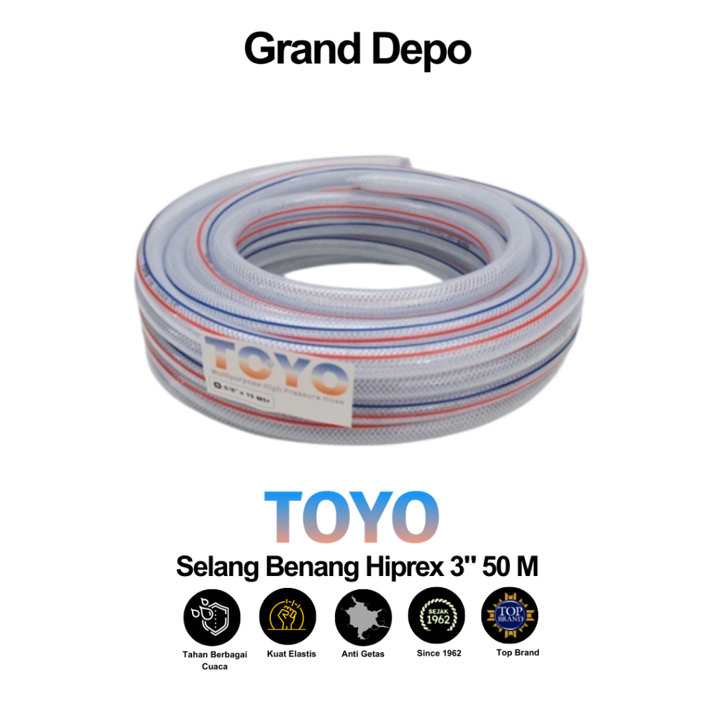 Jual Toyo Selang Air Benang Hiprex 3" 50 Meter | Shopee Indonesia