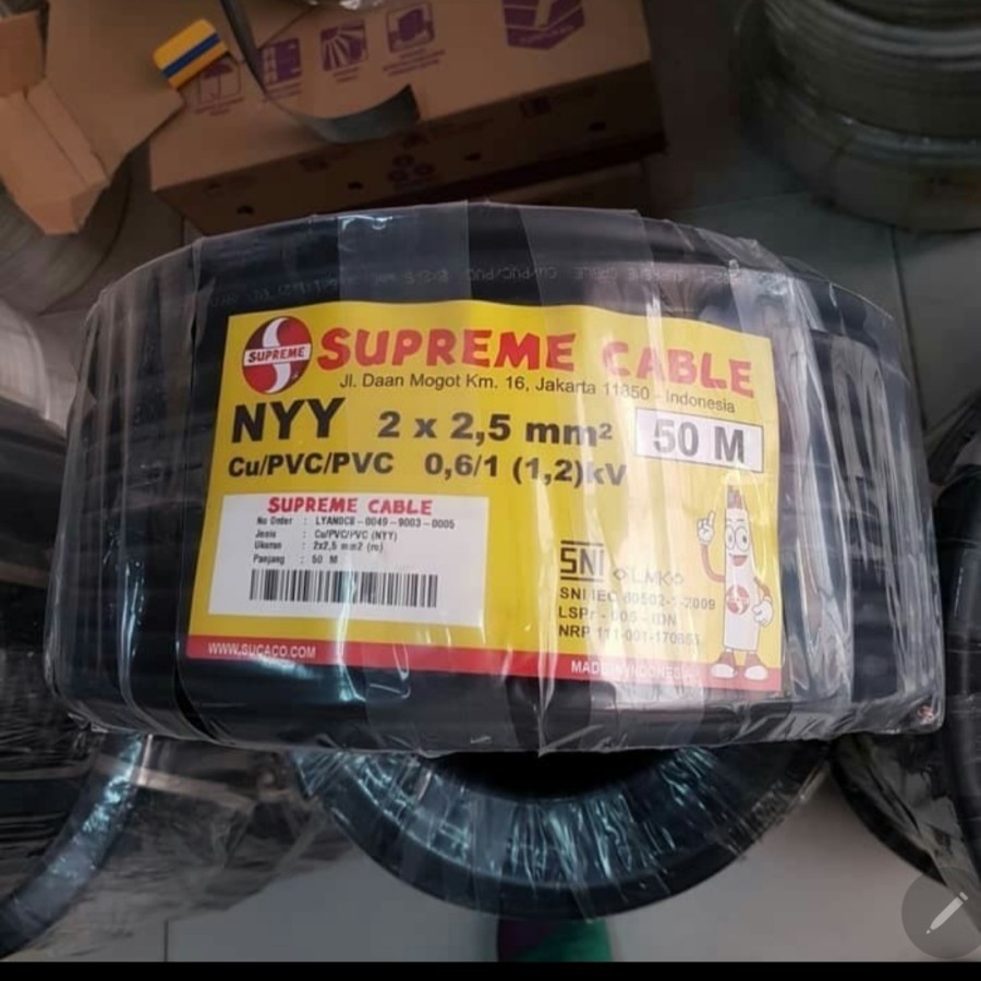 Jual SUPREME Kabel Listrik Kawat NYY 2x2,5 2x2.5mm 50 Meter 50M Kabel ...