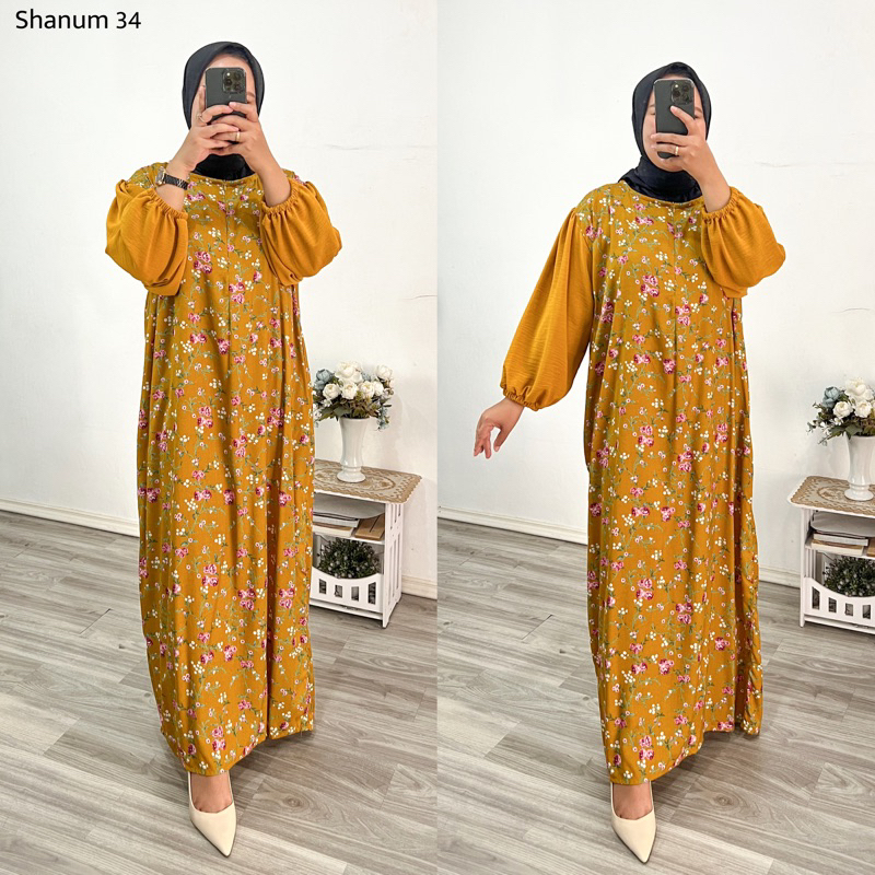 Jual SHANUM DRESS / Gamis Rayon Kombinasi / Gamis Rayon Motif Busui ...