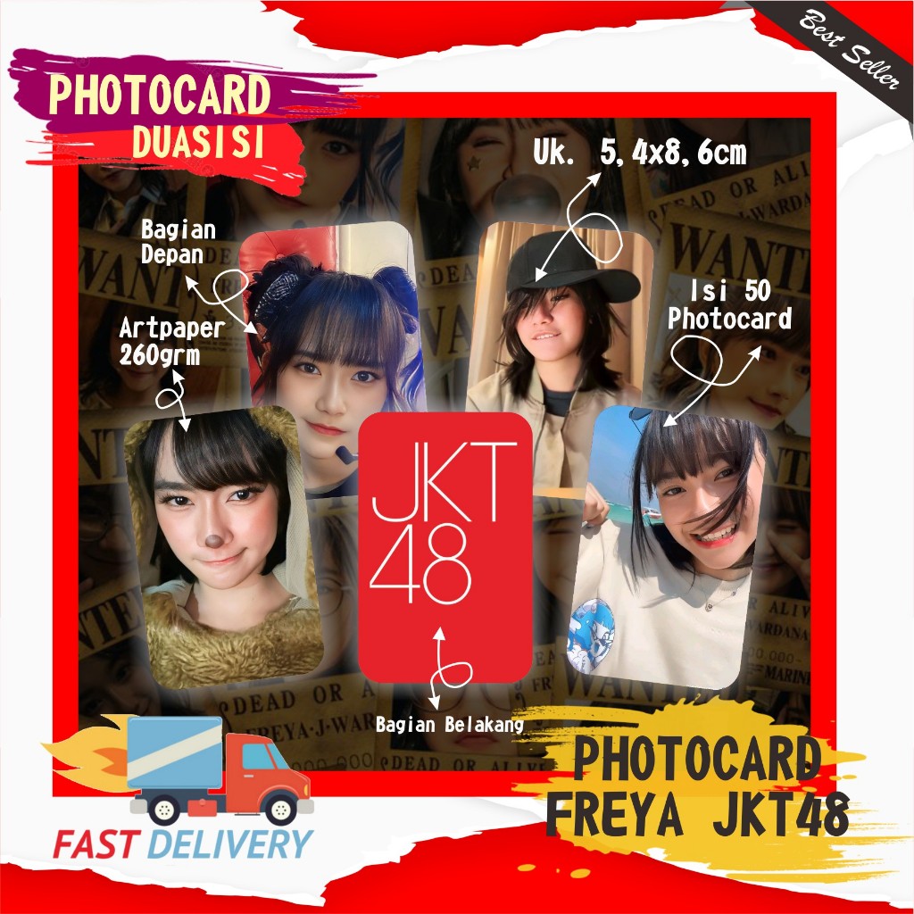 Jual JUAL PHOTOCARD Freya JKT48 duasisi isi 50 PCS (Unofficial/Fanmade) Bonus Stiker dan Inner ...
