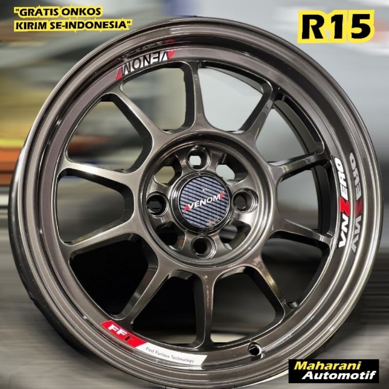 Jual velg mobil racing ring 15 VENOM VN ZERO velg r15 mobil mobilio,agya,ayla,ignis,brio,calya ...