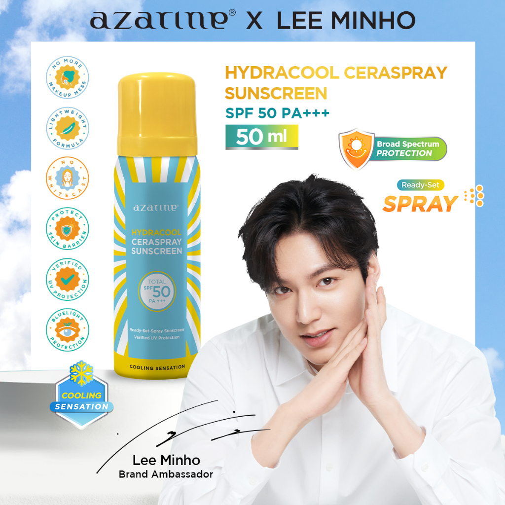 Jual Azarine Ceraspray Sunscreen Spray SPF 50 PA+++ with cooling ...