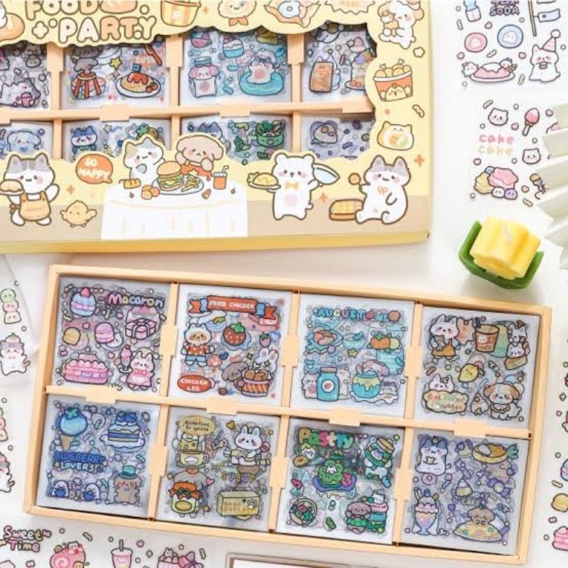 Jual Stiker PVC Ruan Series Food Party Motif Kartun Korea Aesthetic ...