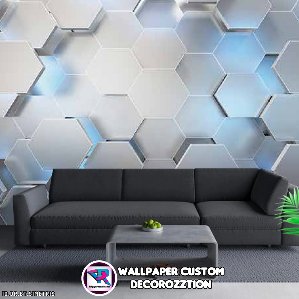 Jual wallpaper diding 3d wallpaper custom hexagon wallpaper keren ...