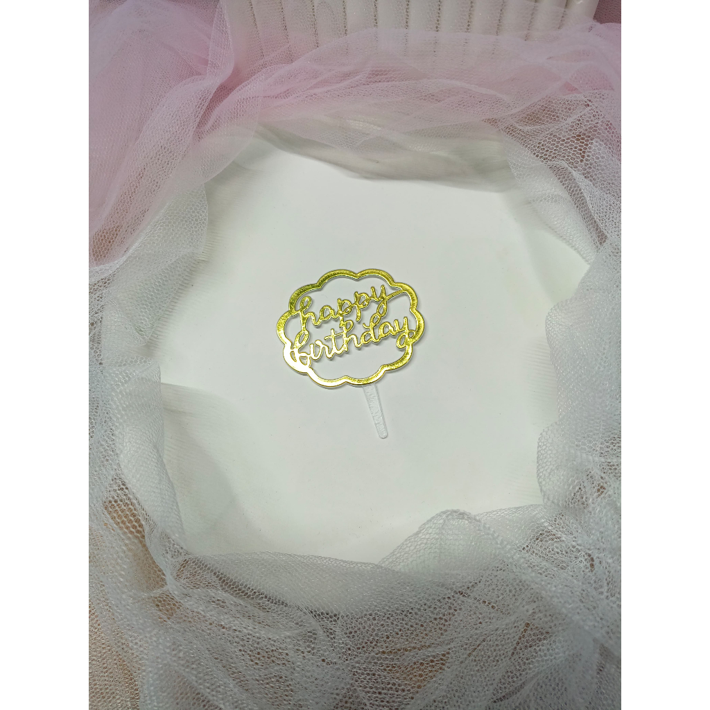 Jual Cake Topper Happy Birthday Gold Awan / Topper Tusuk HBD Gold Awan ...