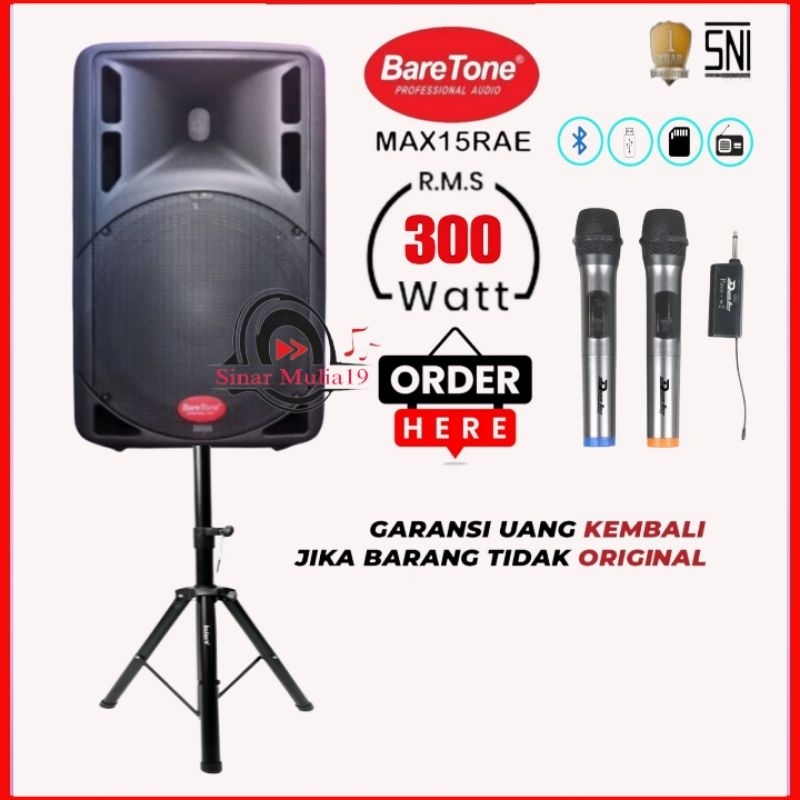 Jual BARETONE MAX15RAE ORIGINAL SPEAKER AKTIF 15 INCH RMS 300 WATT WITH RADIO FM - USB ...