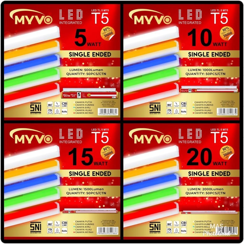 Jual Lampu TL 5 LED Myvo 5 10 15 20 Watt T5 LED SNI Murah | Shopee Indonesia
