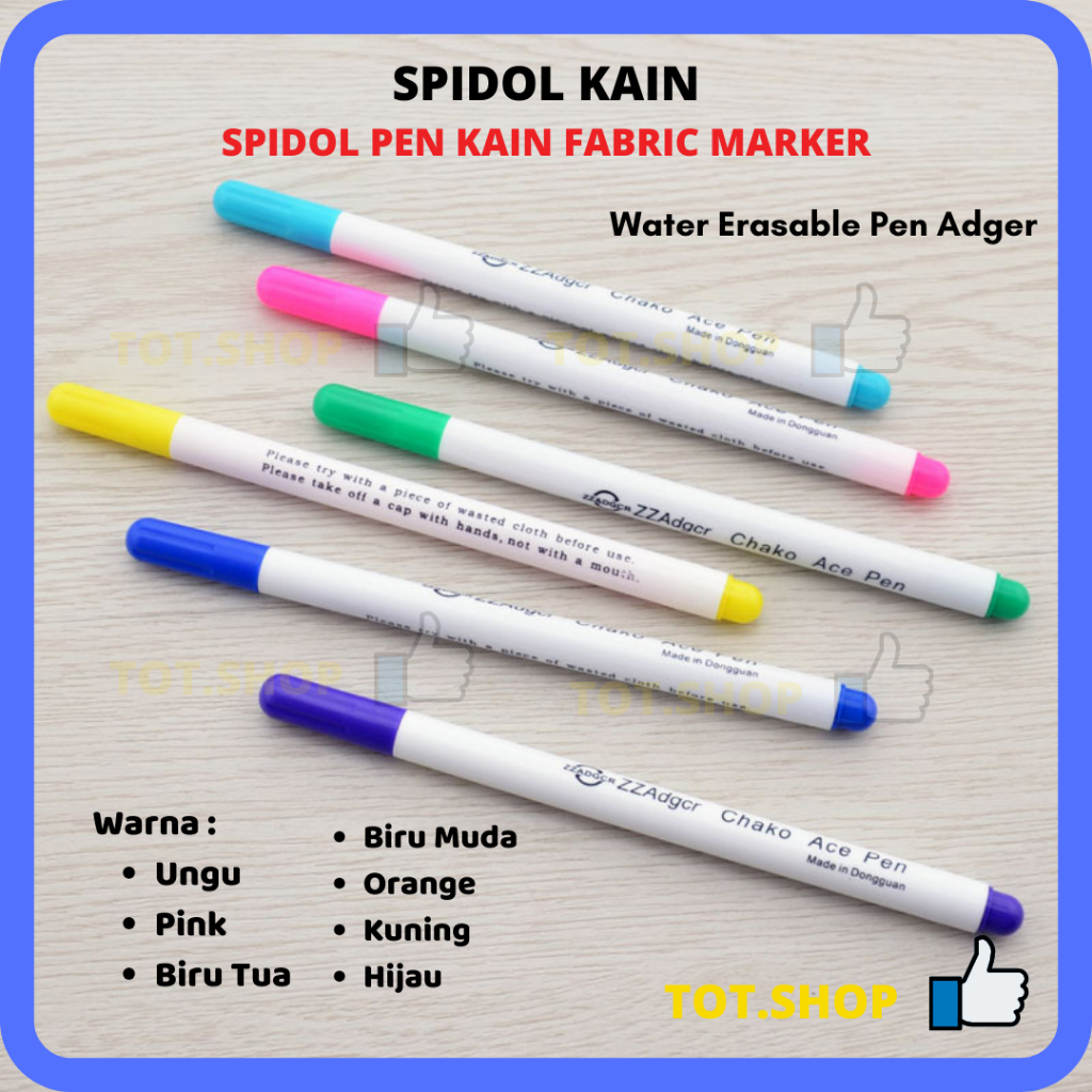 Jual [ECER] Spidol Pena Bahan Kain / Water Erasable Pen / Fabric Marker ...