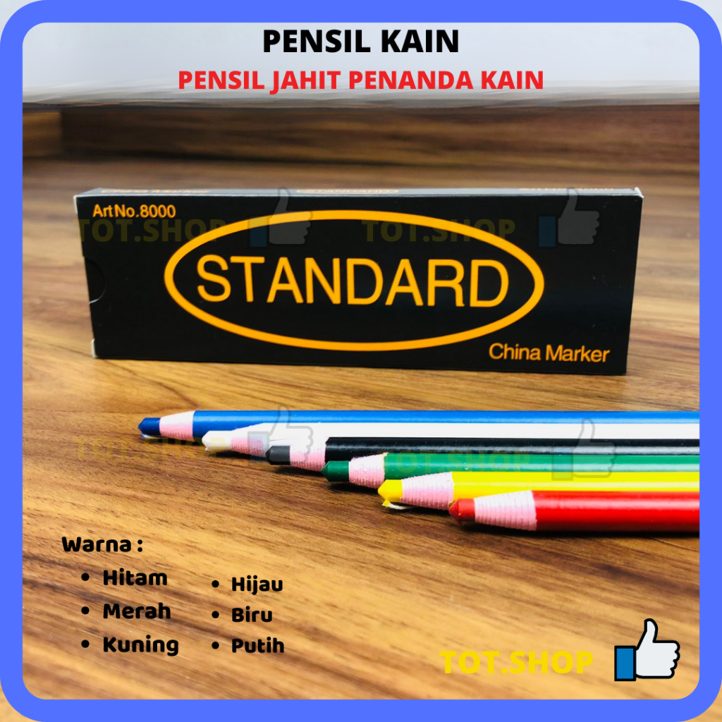 Jual [ECER] Pensil Kain Merk STANDARD Marker Kain Pensil Kapur Warna ...