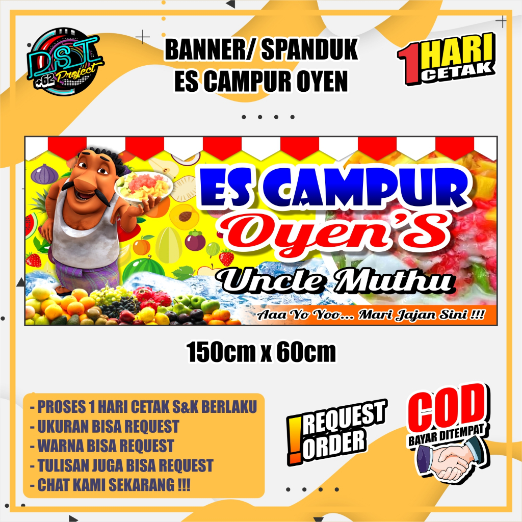 Jual BANNER / SPANDUK ES CAMPUR OYEN TEMA UNCLE MUTHU 150 X 60 | Shopee ...
