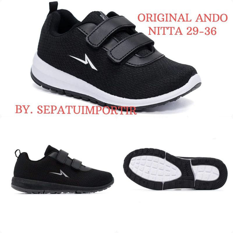 Jual ORIGINAL - SEPATU SEKOLAH ANAK ANDO NITTA VELCRO / ELINA / BSC / ZORA / Sepatu sekolah anak ...