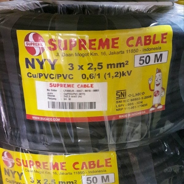 Jual Kabel Listrik Kawat SUPREME Tanam NYY 3x2,5 3x2.5 50 meter (50m) - SUPREME | Shopee Indonesia