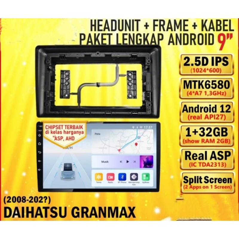 Jual HEAD UNIT TAPE TV MOBIL ANDROID DAIHATSU GRANDMAX/LUXIO LAYAR 9 ...