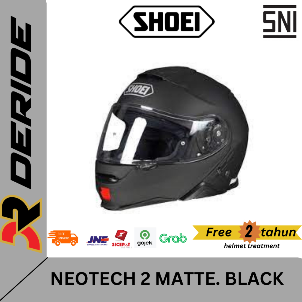Jual Shoei Neotec 2 Matt Black Helm Modular Flip Up Double Visor SNI ...