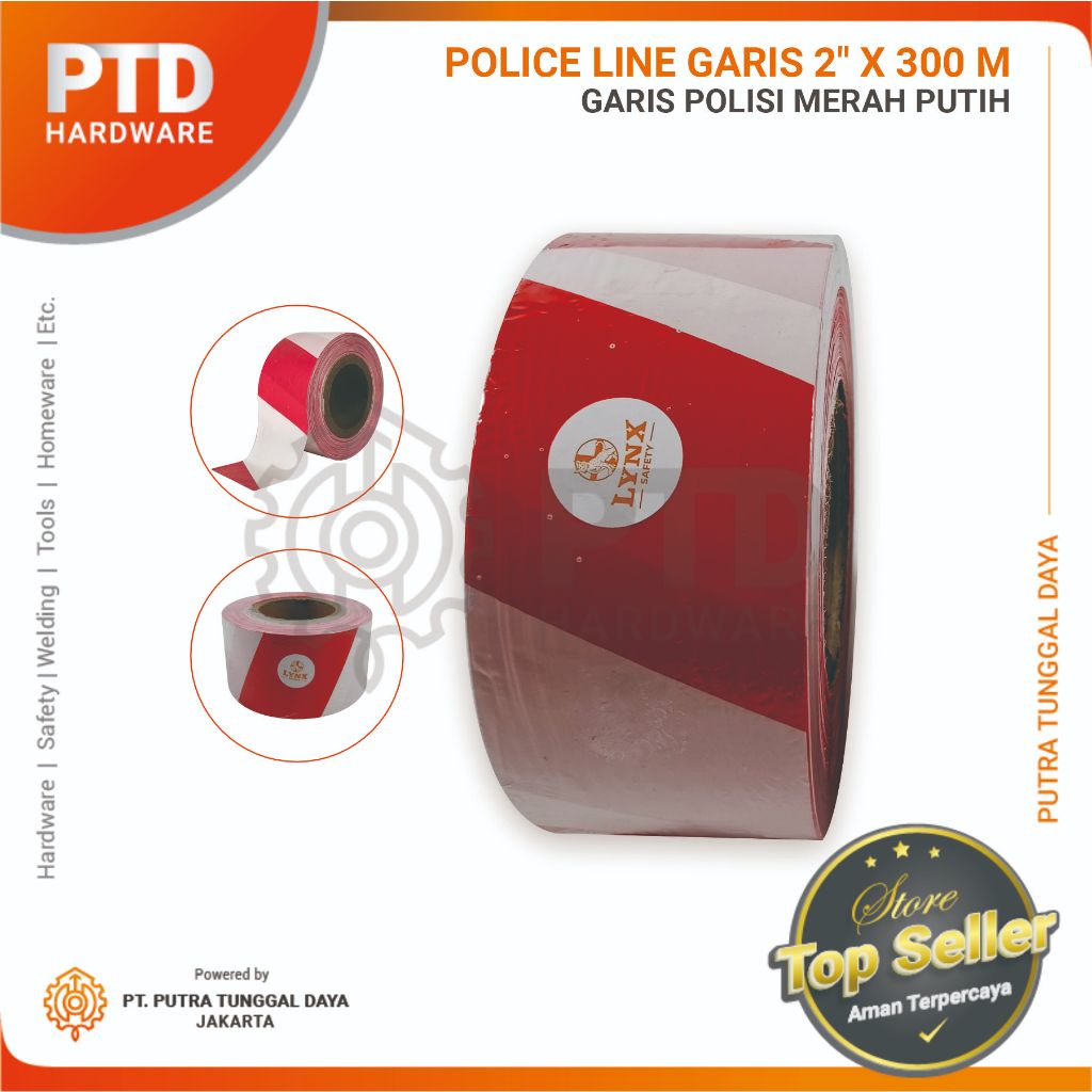 Jual Police Line Garis Polisi Lynx Safety Line Merah Putih 2 inch x ...