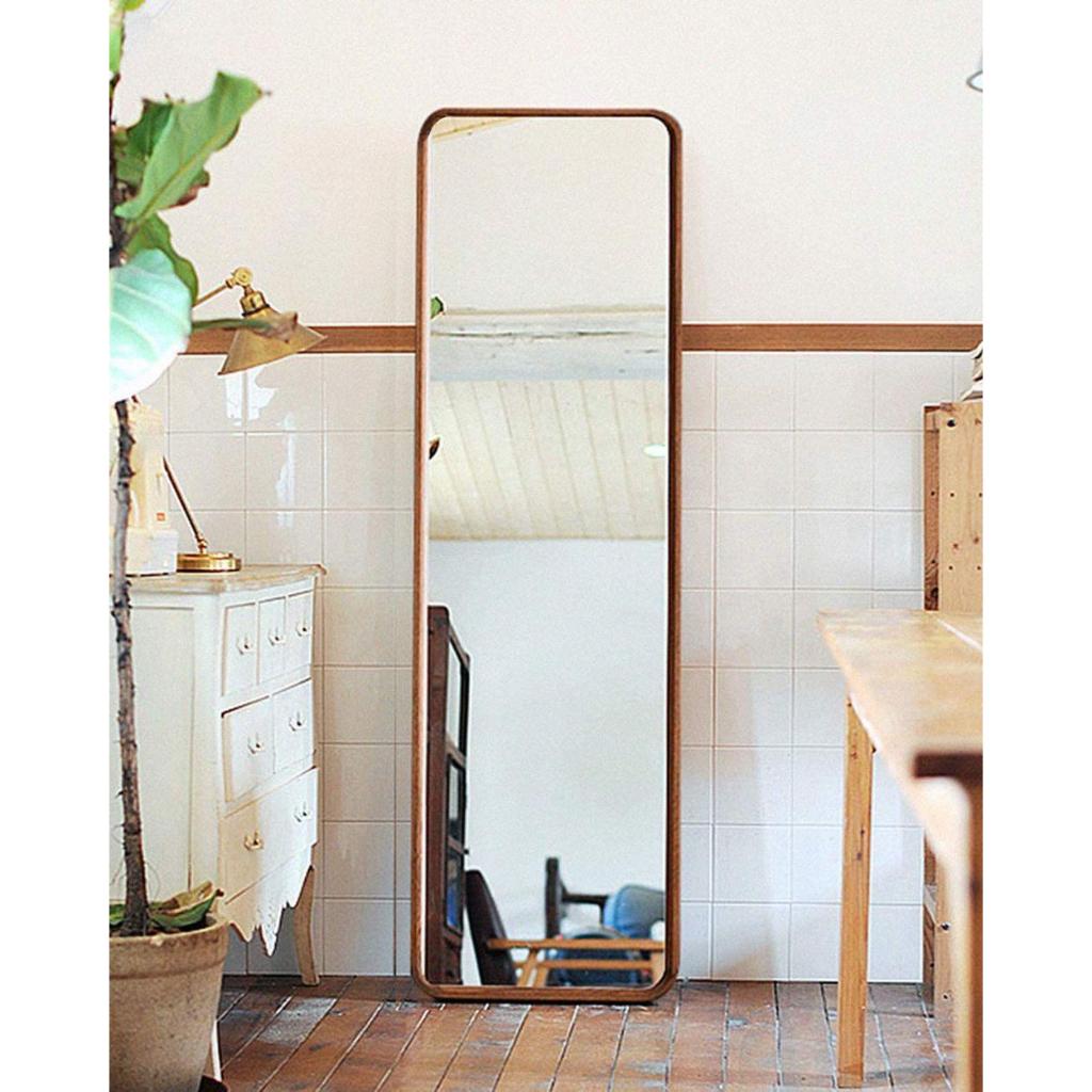 Jual Cermin Kaca frame kayu rounded Standing Mirror Cermin Full Body ...