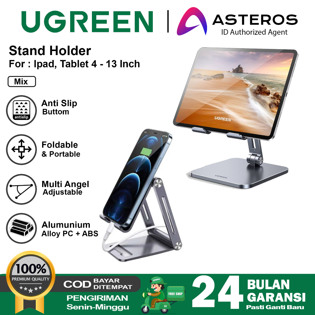 Jual UGREEN Stand Holder Full Aluminium Dudukan HP Tablet Laptop 80708 ...