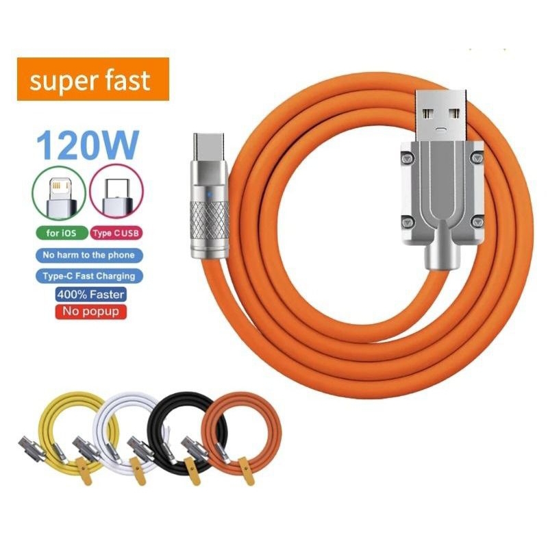 Jual KABEL DATA 120W /6A FAST CHARGING MICRO, TYPE -C & LIGHTNING ...