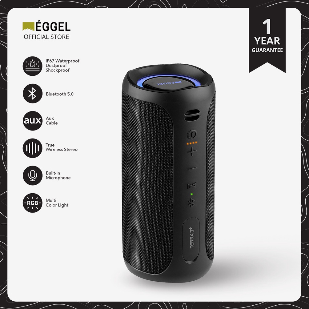 Jual Eggel Terra 3 Plus Waterproof Portable Bluetooth Speaker with RGB ...