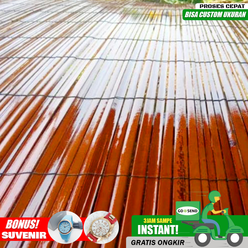 Jual kerai tirai gulung ukuran 2x3 meter keray bambu outdoor anti tampias tahan panas BONUS ...