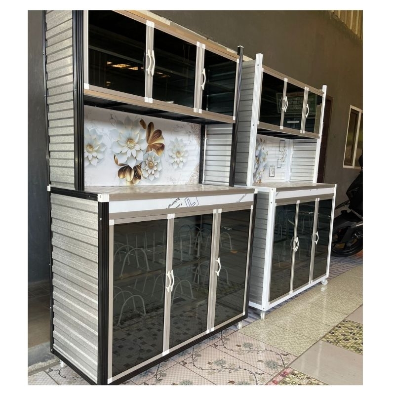 Jual Lemari Piring/Rak piring Keramik /Rak piring 3 pintu Roda Hummer ...