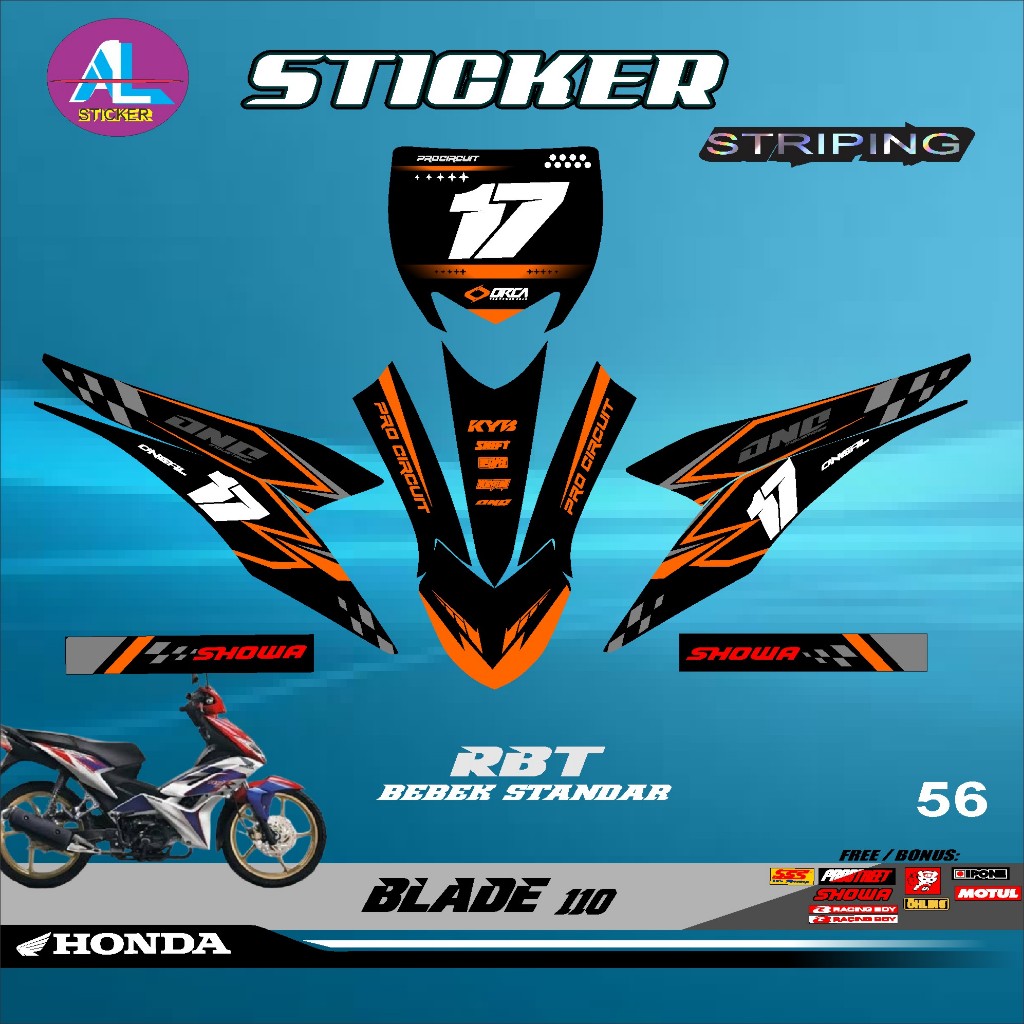 Jual Sticker RBT BLADE 110I MOTOR RBT BEBEK MODIF SUPERMOTO YZ CRF KLX ...