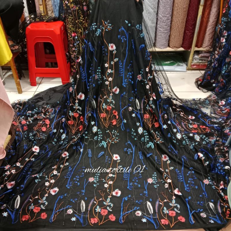 Jual kain/bahan tile valentino Lace( khusus hitam) | Shopee Indonesia