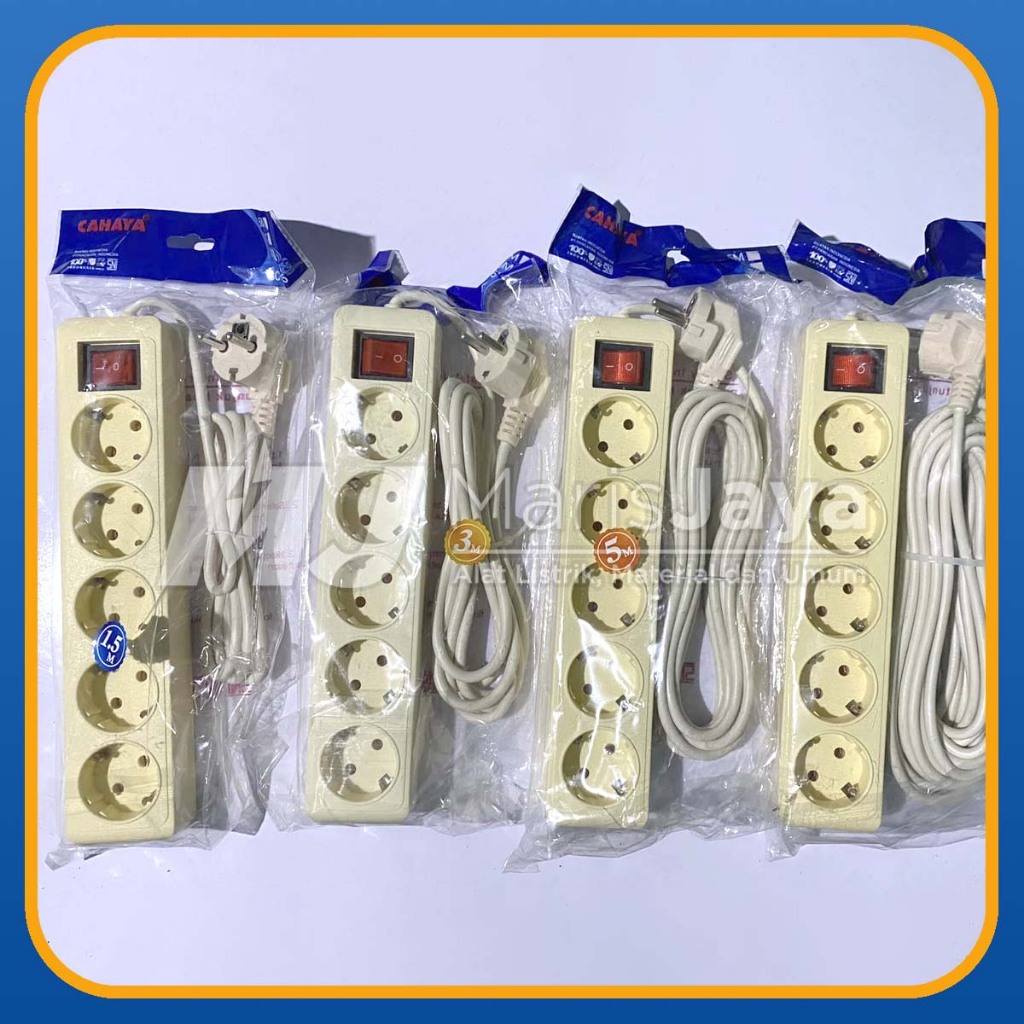 Jual Terminal/ Colokan Listrik Saklar/ Stop Kontak Saklar CAHAYA - 5 Lubang (1,5m 3m 5m 10m ...