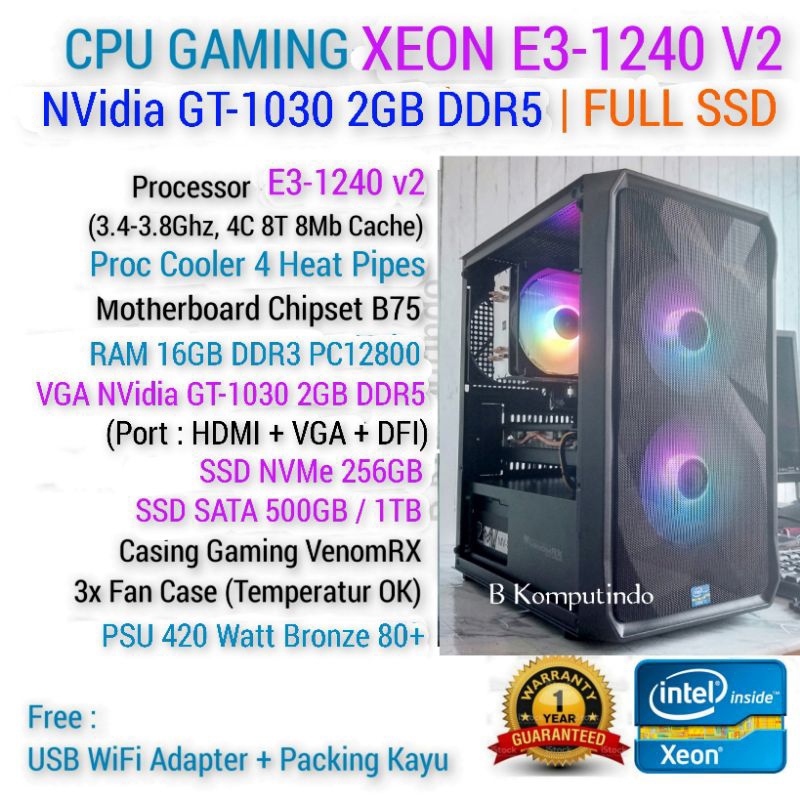 Jual CPU PC GAMiNG EDITING Intel XEON E3 | RAM 16GB | VGA GT-1030 | SSD | SIAP GAMING | Shopee ...