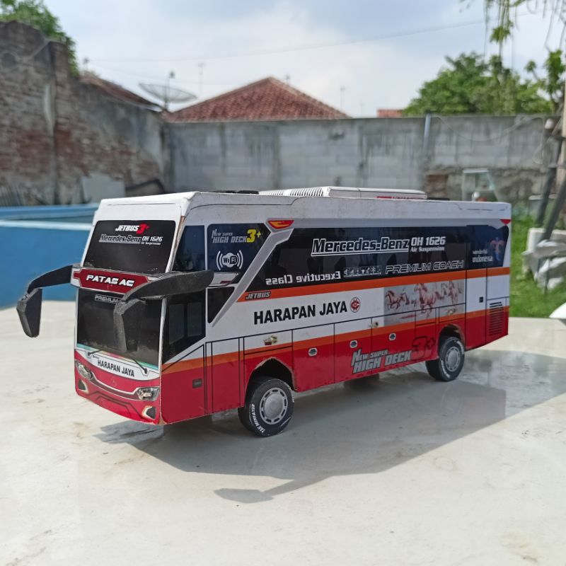 Jual Mainan Miniatur Bis HARAPAN JAYA bisa tambah Full Lampu dan ...