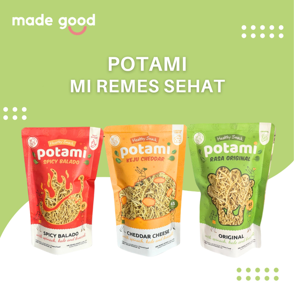 Jual Potami Healthy Snack 65gr Mie Remes Bayam Original Spicy Cheese ...