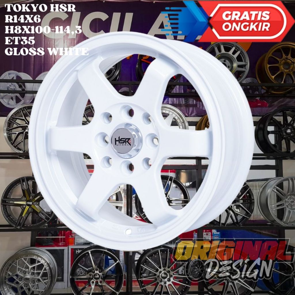Jual Velg Mobil Ring 14 HSR TOKYO R14 LEBAR 6 INCH BAUT 4 ET35 WHITE ...