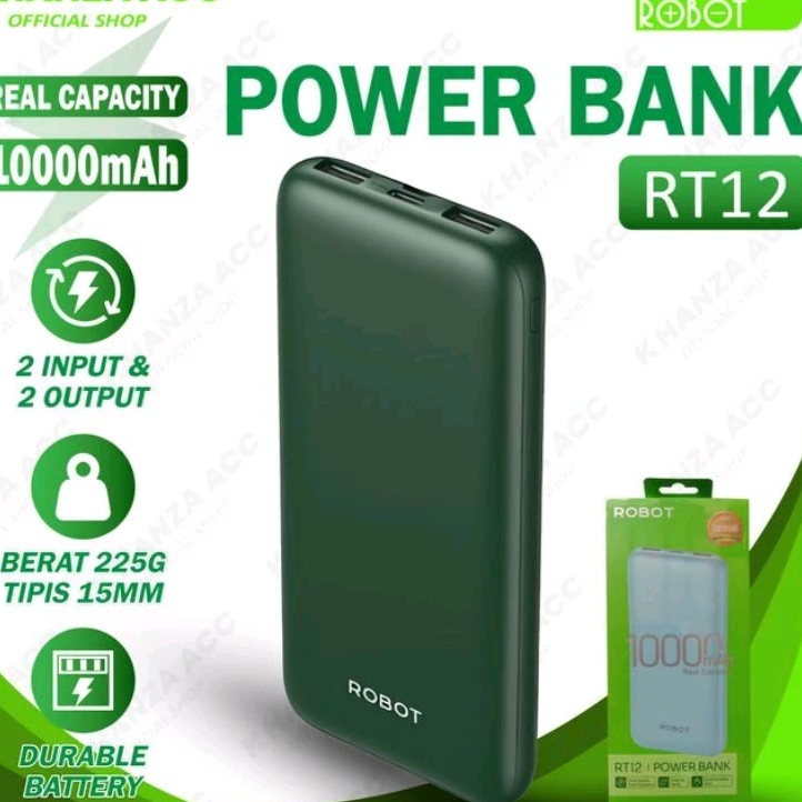 Jual powerbank robot 10000mah RT12 original dual output | Shopee Indonesia