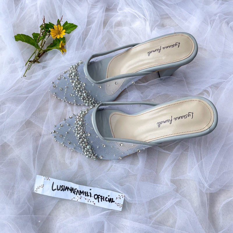 Jual LAURELS I sepatu heels Payet pengantin heels lamaran hak datar - 7 ...