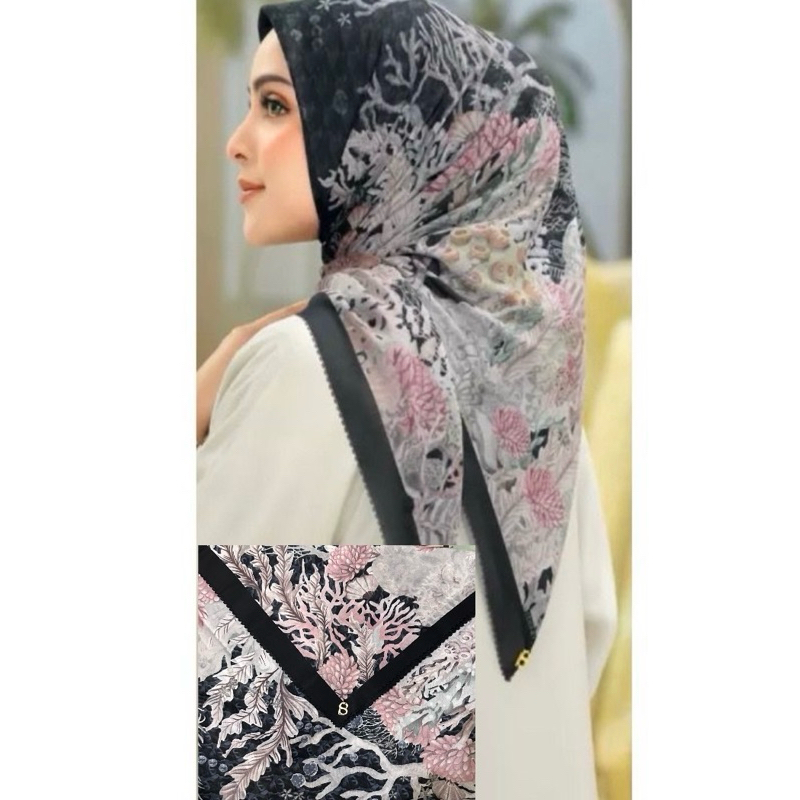 Jual jilbab segiempat hijab segi empat motif Voal buttonscarves | Shopee Indonesia