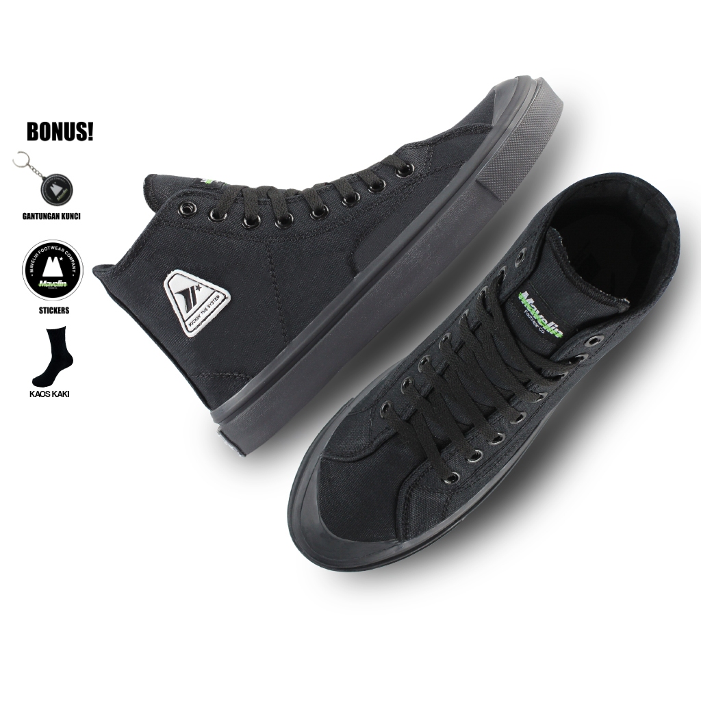 Jual Mavelin - Classic Andro High Full Black - Sepatu Sneakers Casual ...