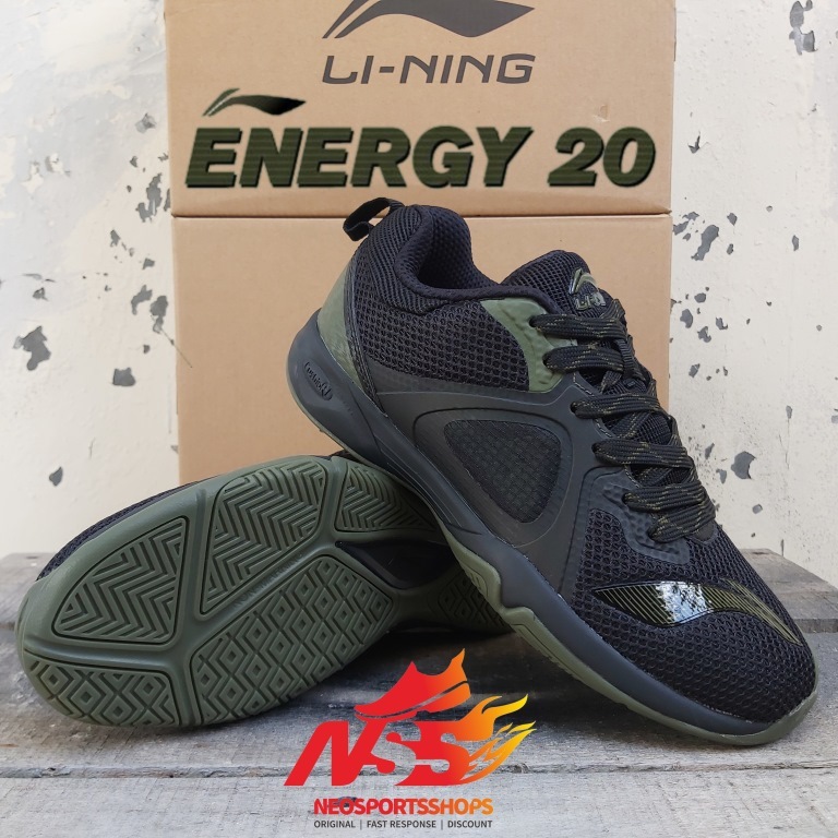 Jual Sepatu Badminton Lining Energy 20 Black Olive Original AYTS083-6 | Shopee Indonesia