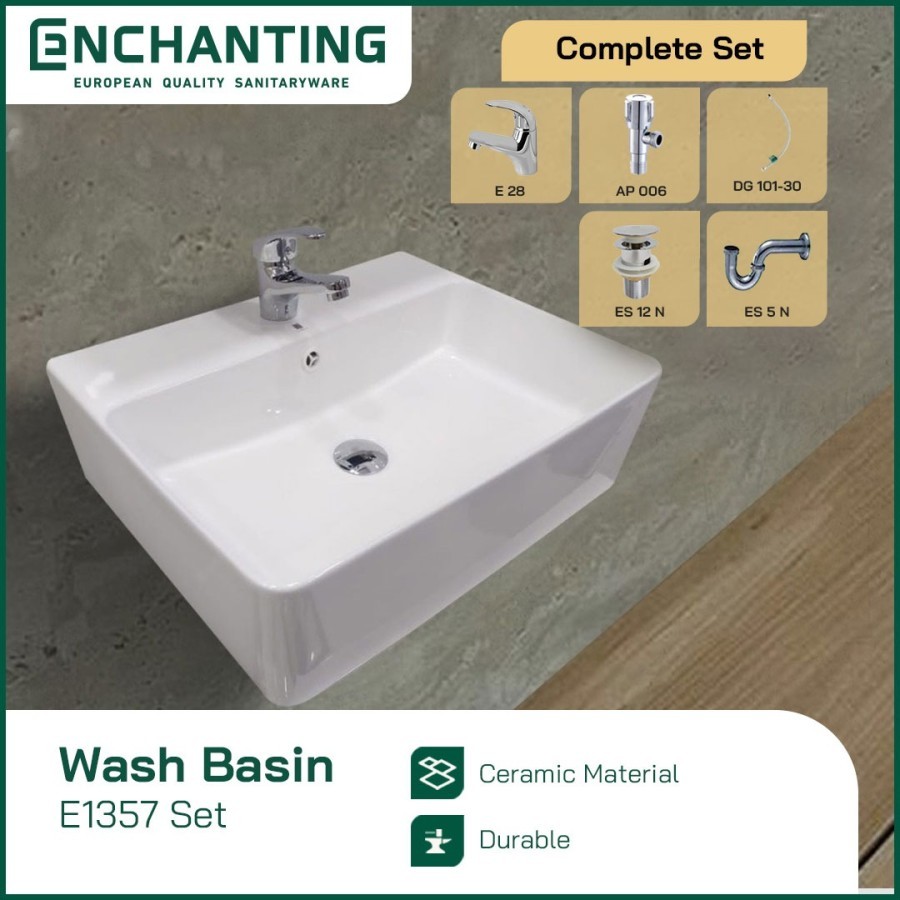 Jual Set Wastafel Gantung Kotak Keramik Europe Enchanting | Shopee ...