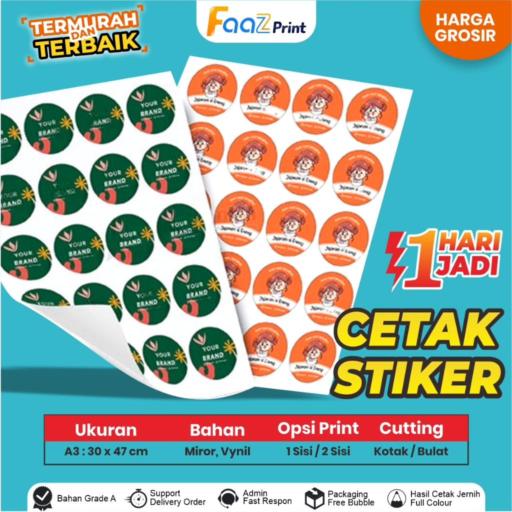 Jual (𝗞𝗜𝗟𝗔𝗧 𝟭 𝗛𝗔𝗥𝗜 𝗝𝗔𝗗𝗜) PRINT STICKER MIROR, STICKER VYNIL, STICKER ...