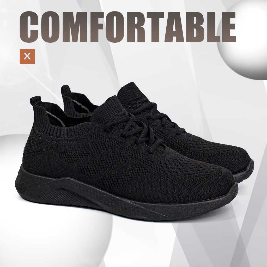 Jual Sneakers Pria Rajut Import Sport Shoes Casual Fashion Hitam Hitam ...