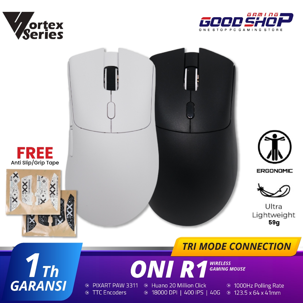 Jual VortexSeries ONI R1 LightWeight Ergonomic Wireless Gaming Mouse ...