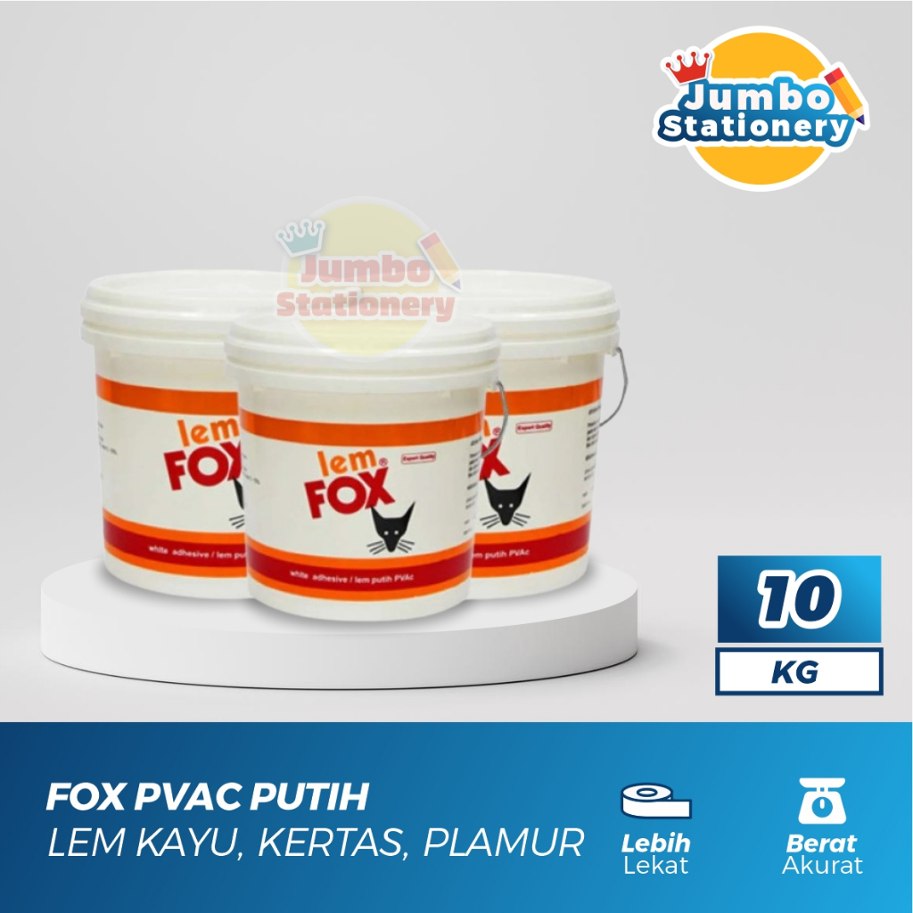 Jual LEM Putih FOX PUTIH KEMASAN PAIL 10KG Plamur Plamir KERTAS KAYU ...