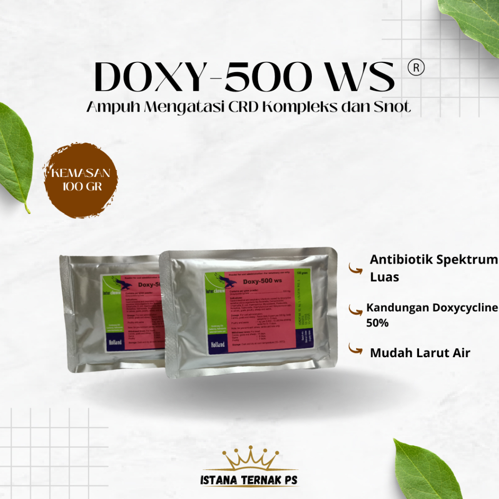 Jual DOXY-500 WS 100 gram. Obat CRD Kompleks pada Ternak Unggas Kadar ...